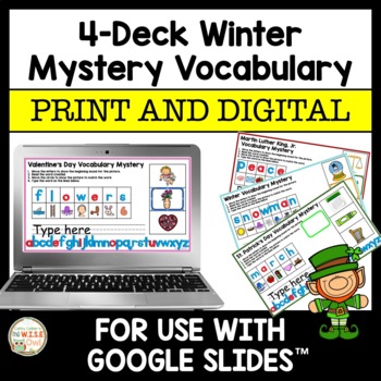 4-Deck Winter Mystery Vocabulary Decks For Google Slides™ | The WISE Owl