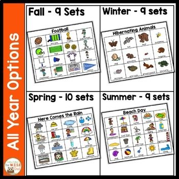 ALL Season Vocabulary Word Cards BUNDLE | Writing Center | Independent ...