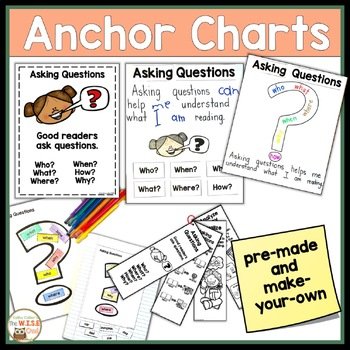 Asking Questions Reading Comprehension Unit K & 1st Grade Anchor Charts ...