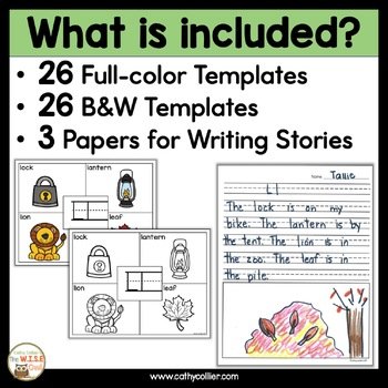 Back To School Alphabet Writing Prompts K & 1st 4 Square Templates ...