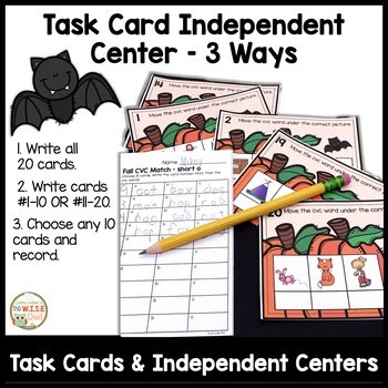 Fall CVC Match Short O Task Cards And Center | The WISE Owl