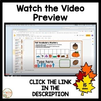 Fall Vocabulary Mystery Beginning Sounds | Print And Digital | The WISE Owl