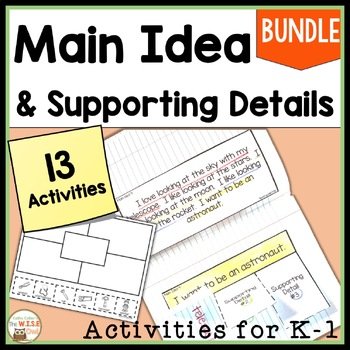 Main Idea & Supporting Details Mini Lessons Comprehension Activities K ...