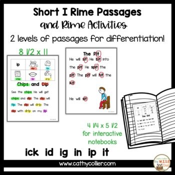Short I Vowel Passages And Rime Activities | Onset & Rime Texts | Ready ...