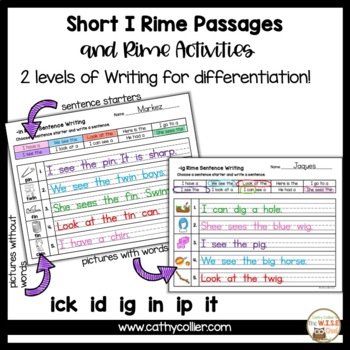 Short I Vowel Passages And Rime Activities | Onset & Rime Texts | Ready ...