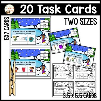 Winter Short U CVC Word To Picture Task Cards Print And Digital | The ...