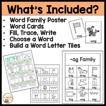 Ag Word Family Activities Worksheets & Centers Onset And Rime Science ...