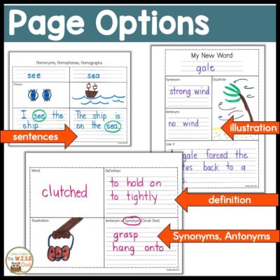 Vocabulary Notebook Pages Tier 2 Interactive Pages Kindergarten & First ...
