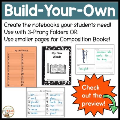 Vocabulary Notebook Pages Tier 2 Interactive Pages Kindergarten & First ...